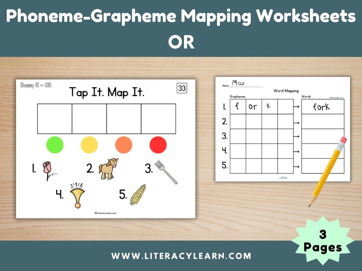 Phoneme-Grapheme Mapping Worksheets: OR (R-Controlled) - Literacy Learn ...