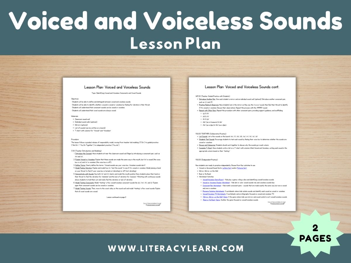 Voiced & Voiceless Sounds Lesson Plan - Literacy Learn Unlimited