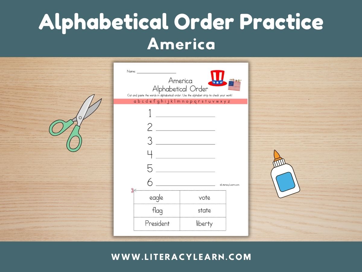 USA Alphabetical Order Worksheet - Literacy Learn Unlimited