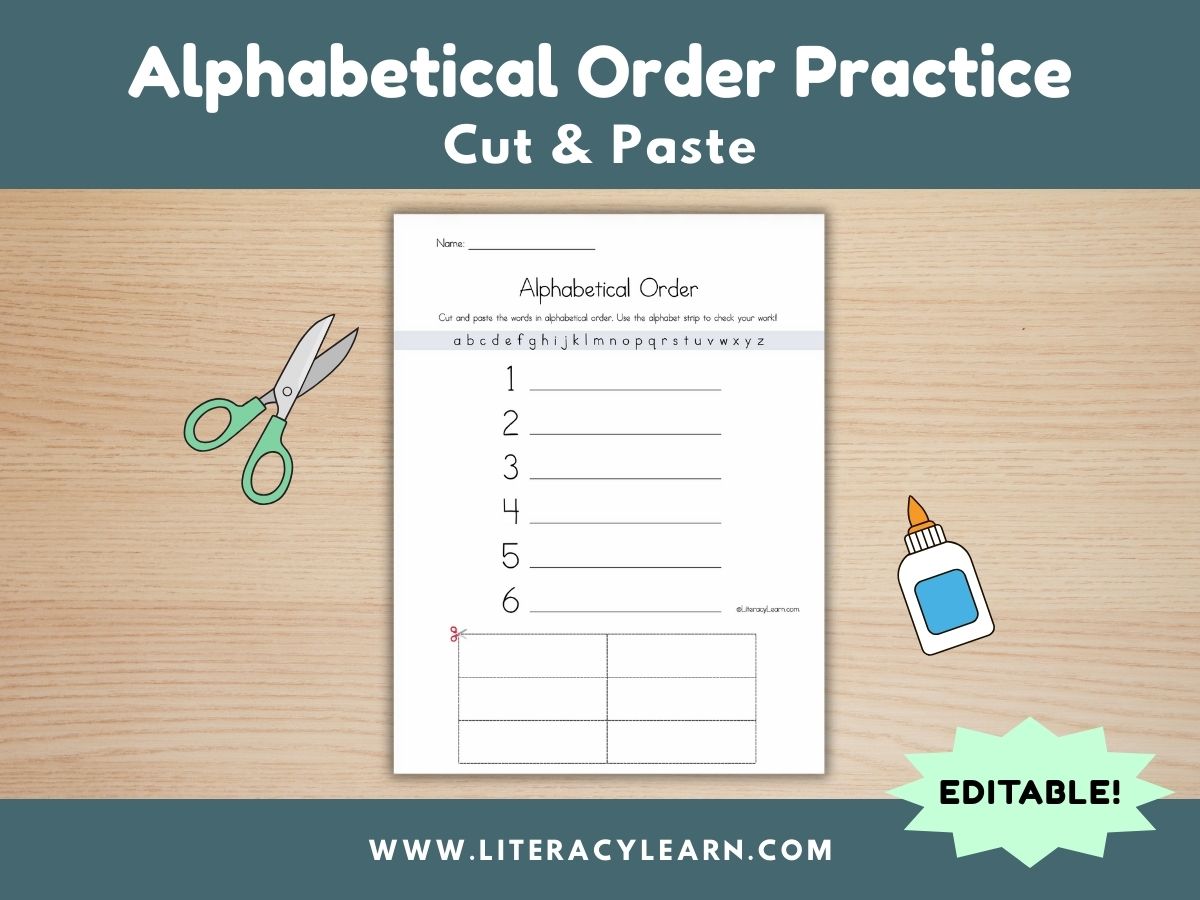 Alphabetical Order Worksheet (EDITABLE!) - Literacy Learn Unlimited