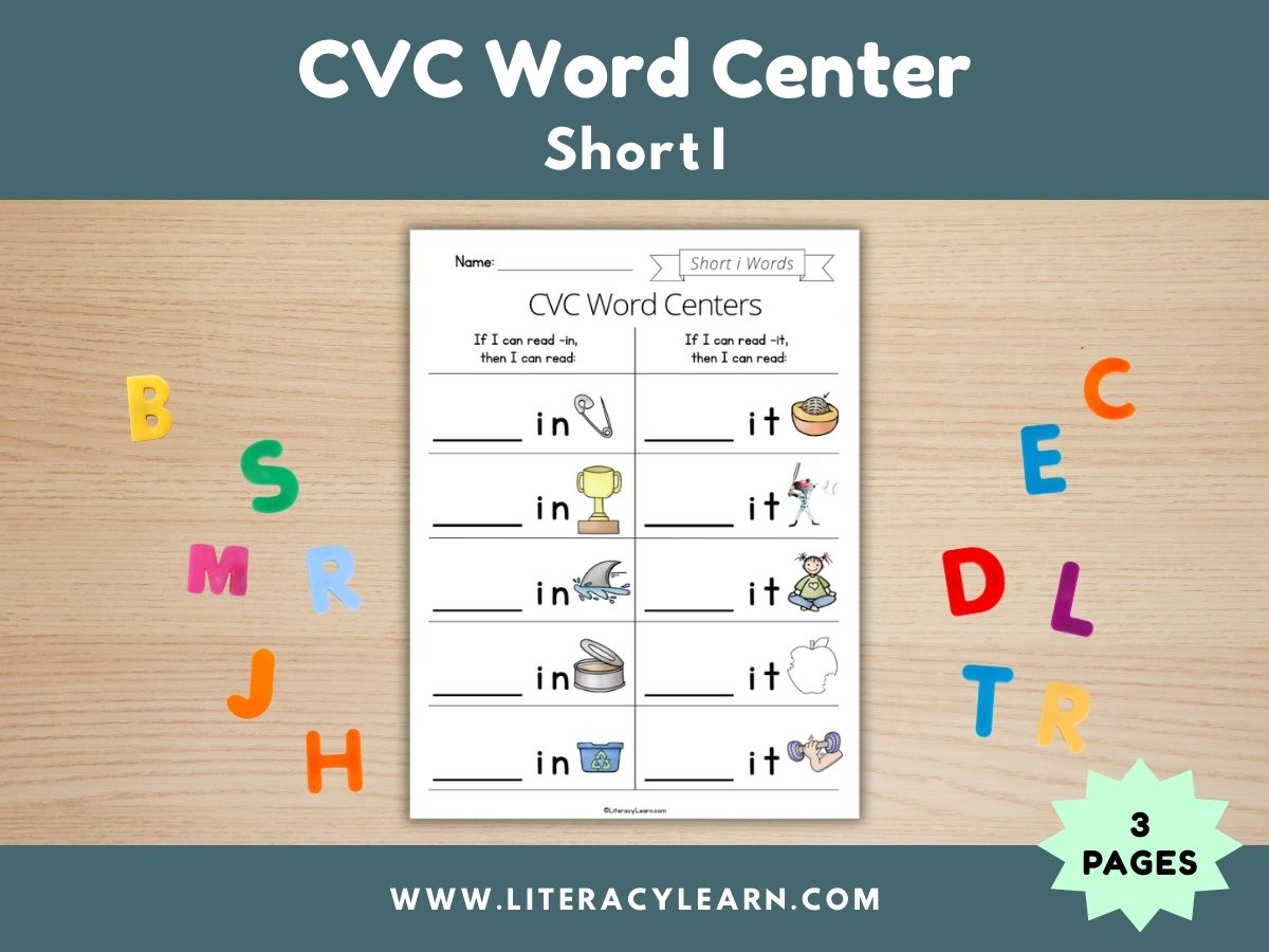 CVC Word Centers: Short I - Literacy Learn Unlimited
