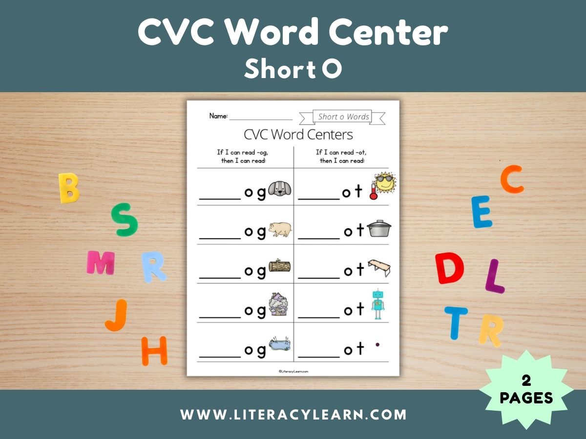 CVC Word Centers: Short O - Literacy Learn Unlimited