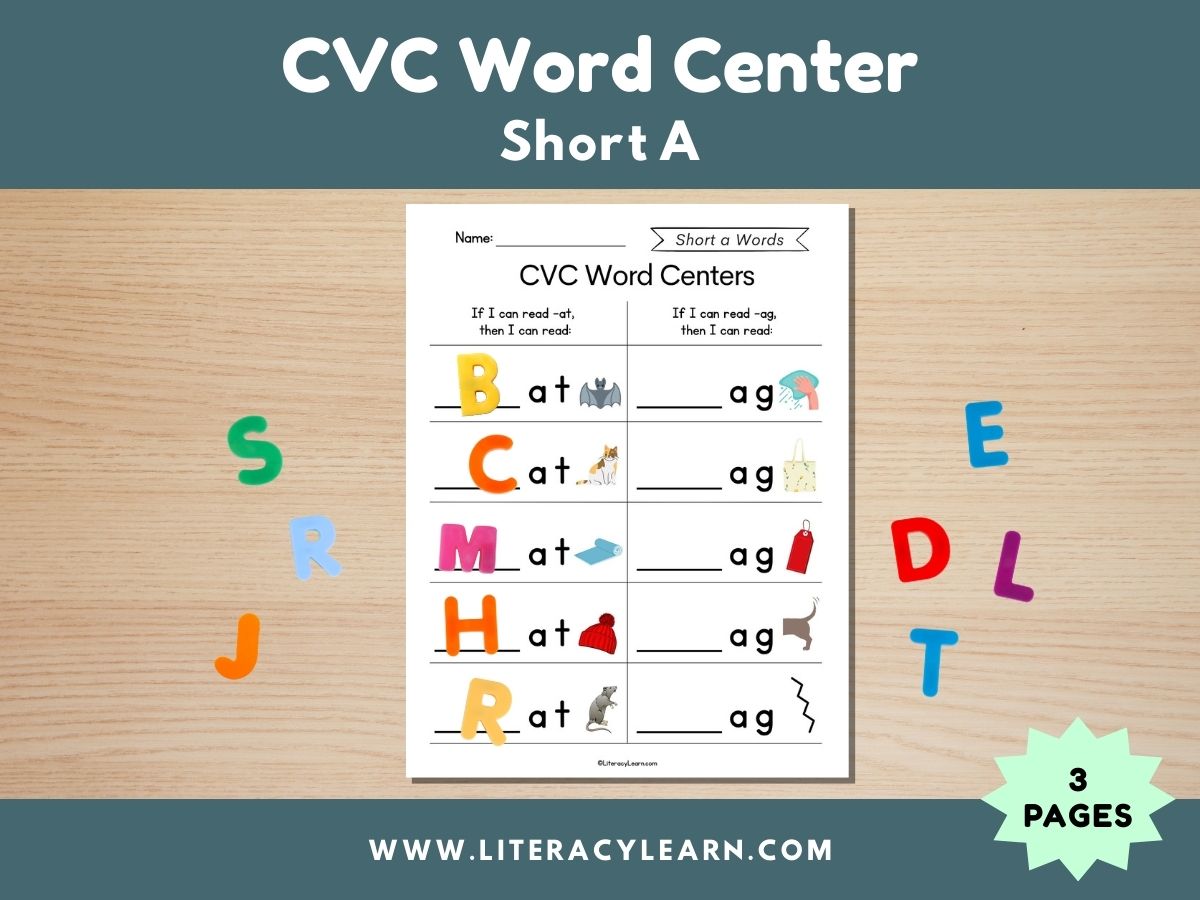CVC Word Centers: Short A - Literacy Learn Unlimited