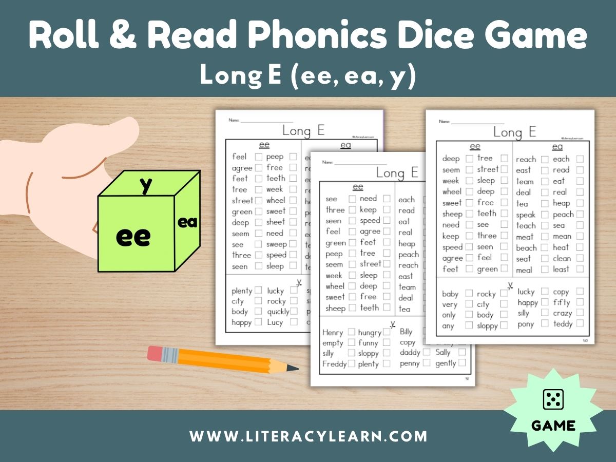 Phonics Dice Roll & Read Game: Long E (ee, ea, y) - Literacy Learn ...
