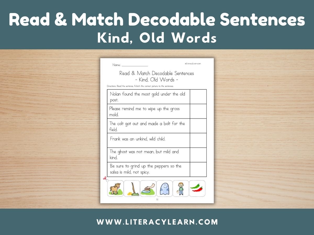 Decodable Sentences Read & Match: Closed Syllable Exceptions - Literacy ...
