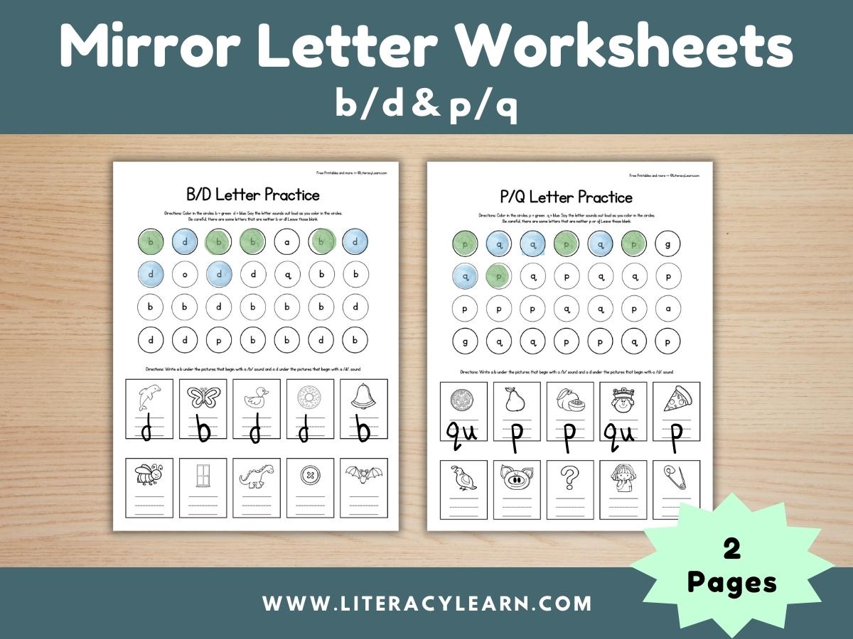 Mirror Letter Practice Worksheets (b/d & p/q) - Literacy Learn Unlimited