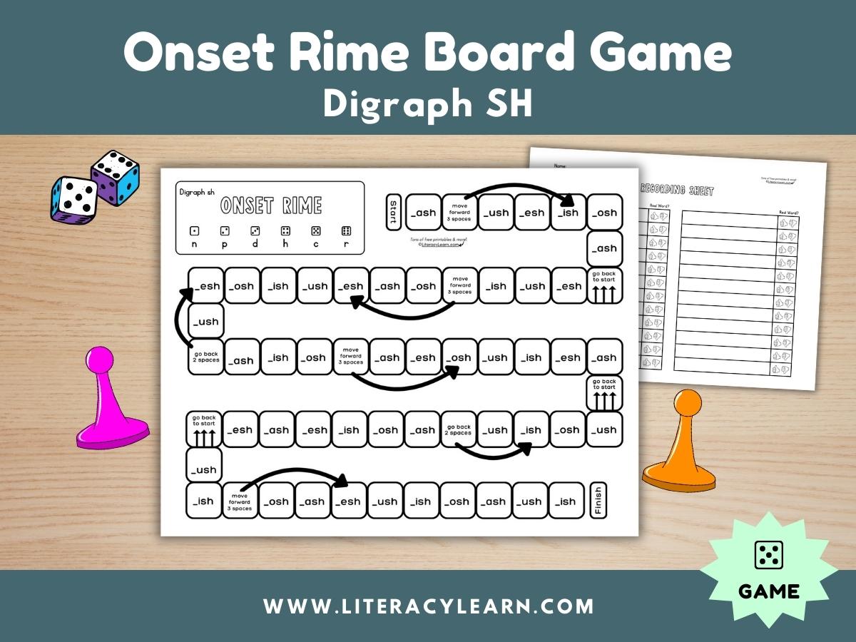 Onset Rime Board Game: Digraph SH - Literacy Learn Unlimited