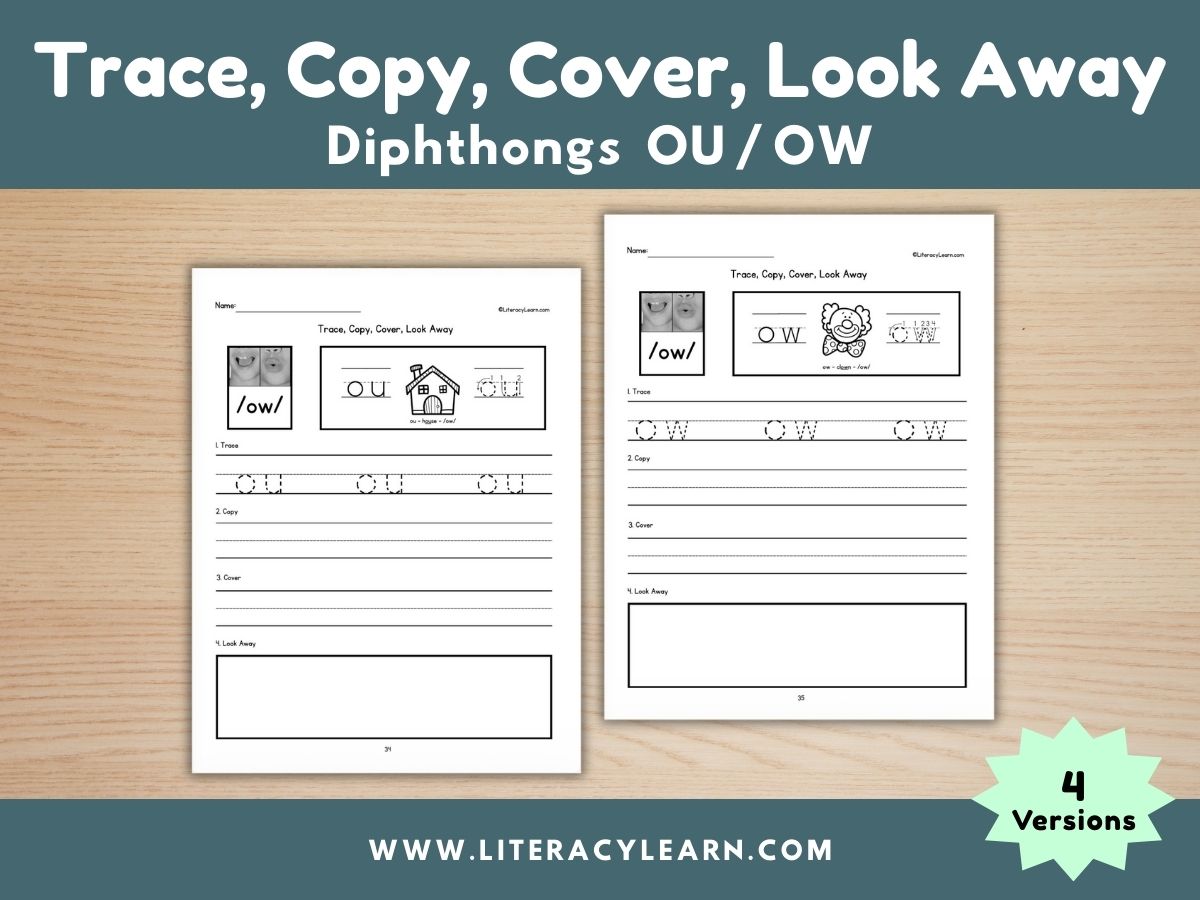 Trace, Copy, Cover, Look-Away: Diphthongs OU/OW - Literacy Learn Unlimited