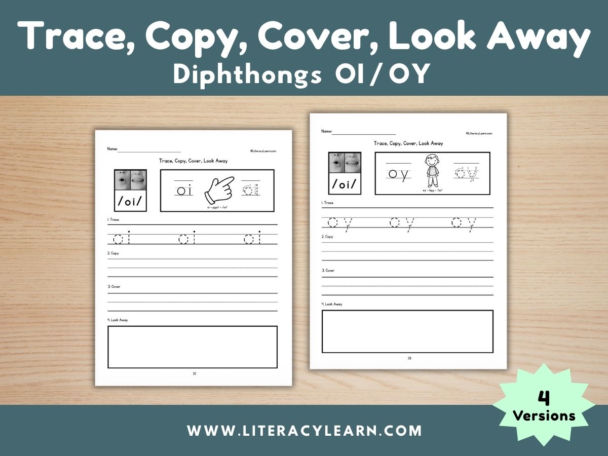Trace, Copy, Cover, Look-Away: Diphthongs OI/OY - Literacy Learn Unlimited