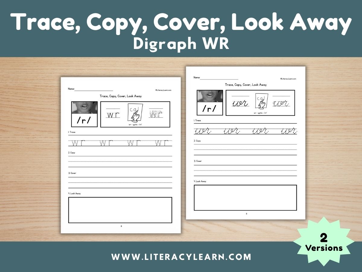 Trace, Copy, Cover, Look-Away: Digraph WR - Literacy Learn Unlimited