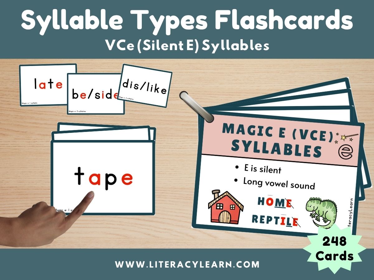 Syllable Types Flashcards: VCe (Silent E) Syllables - Literacy Learn ...