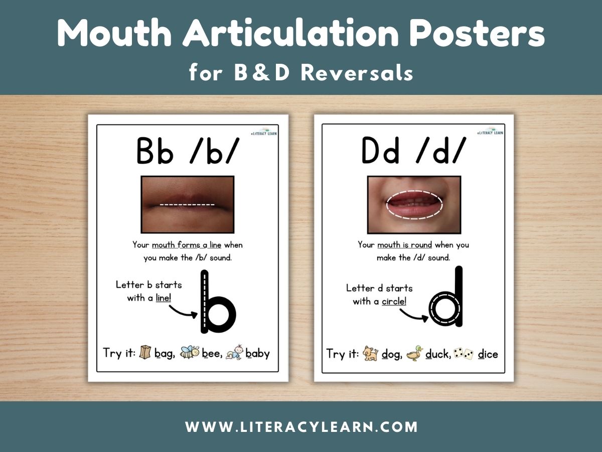 B and D Mouth Articulation Posters for Letter Reversals - Literacy ...
