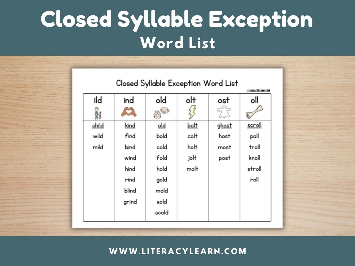 Closed Syllable Exception Word List - Literacy Learn Unlimited