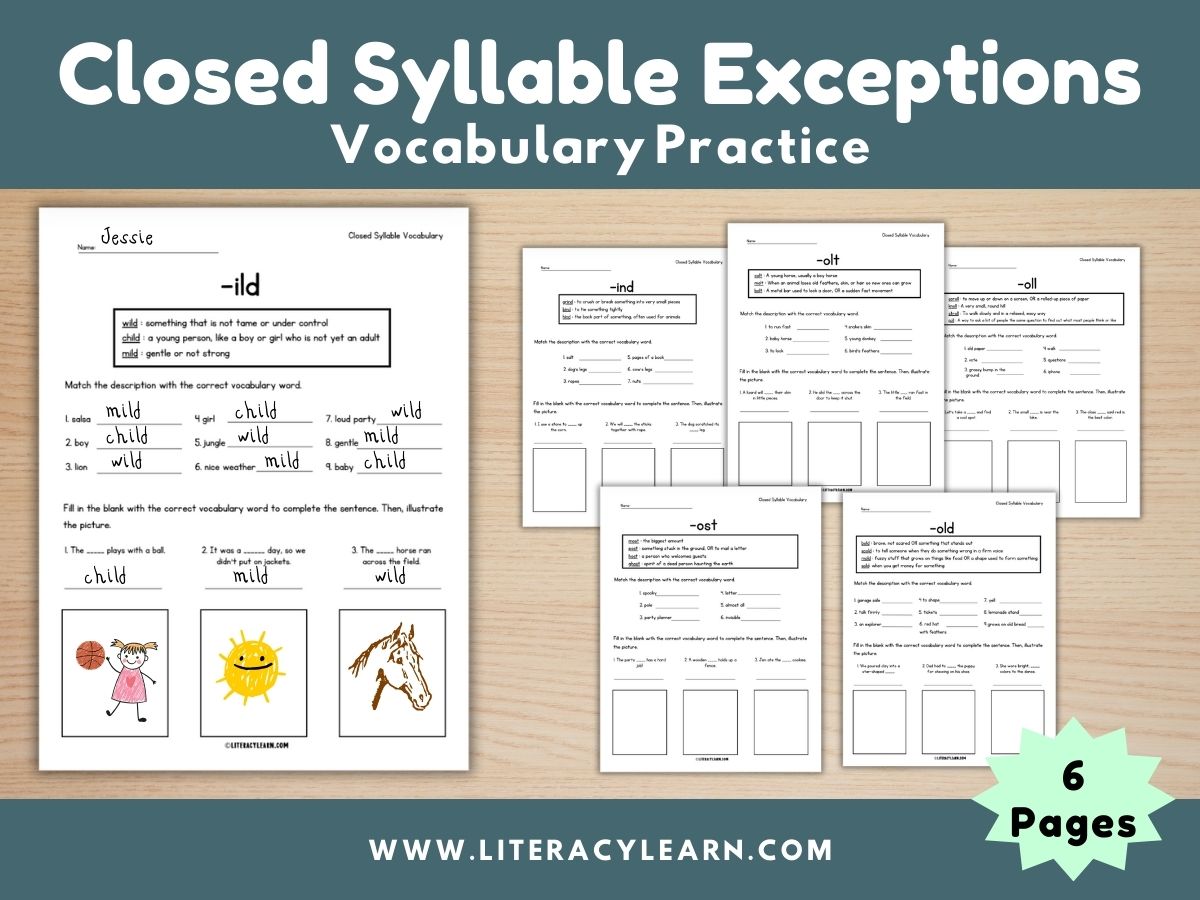 Closed Syllable Exceptions Vocabulary Practice - Literacy Learn Unlimited