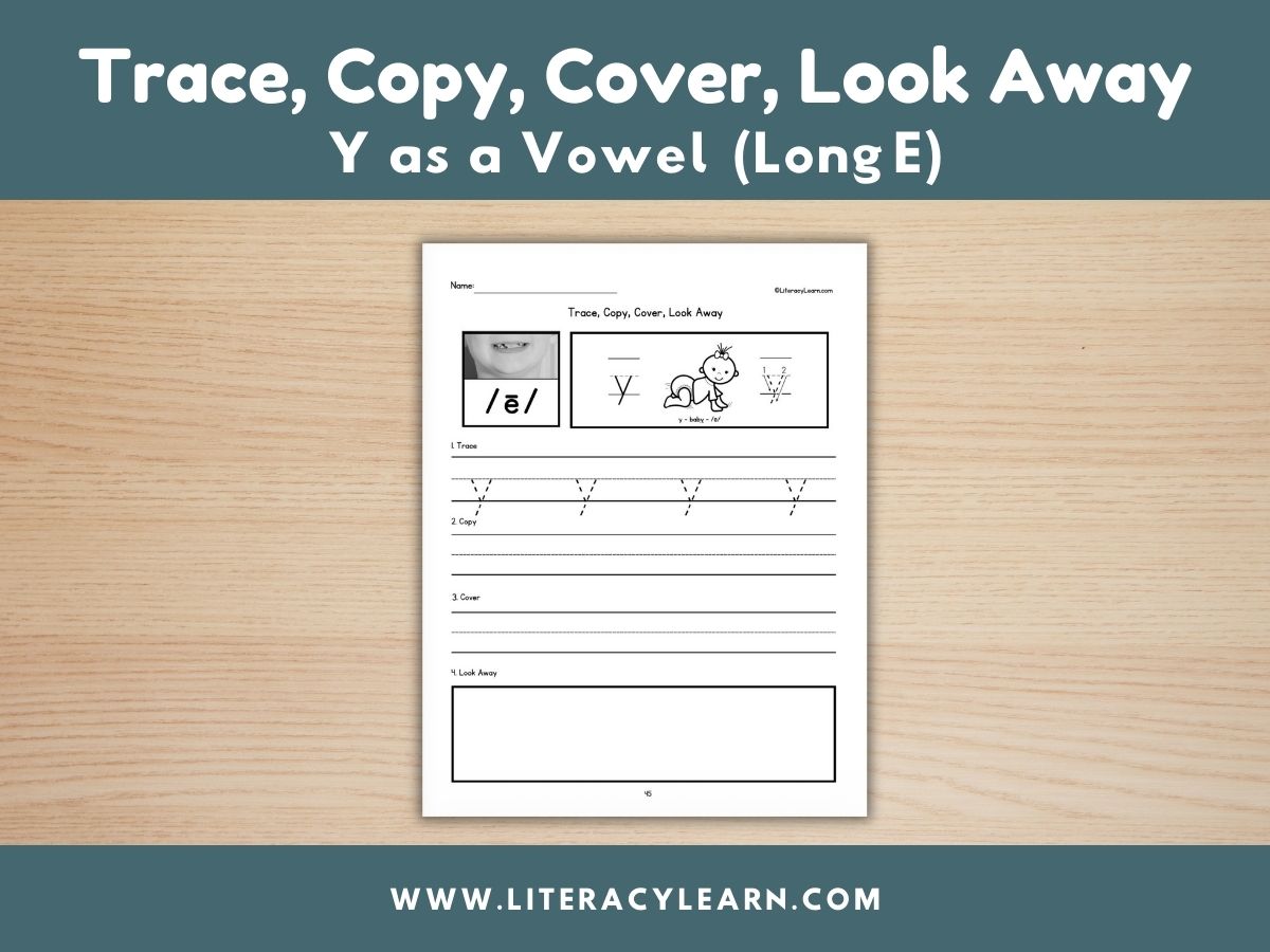 Trace, Copy, Cover, Look-Away: Y as a Vowel (Long E) - Literacy Learn ...