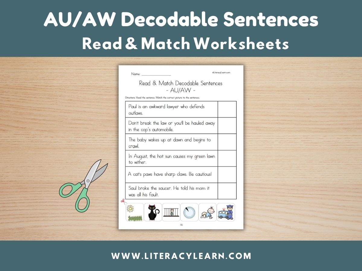 Decodable Sentences Read & Match: AU/AW - Literacy Learn Unlimited