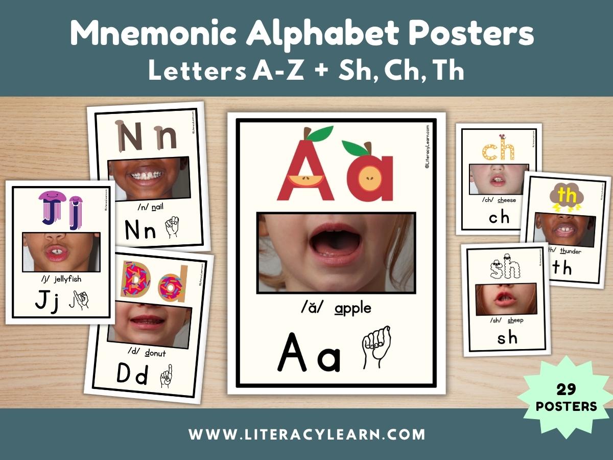 Mnemonic Alphabet: Individual Letter Posters (A-Z + Digraphs ...
