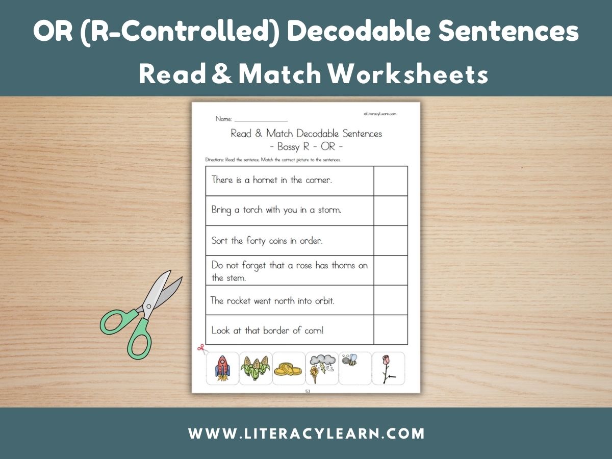 Decodable Sentences Read & Match: OR (R-Controlled) - Literacy Learn ...