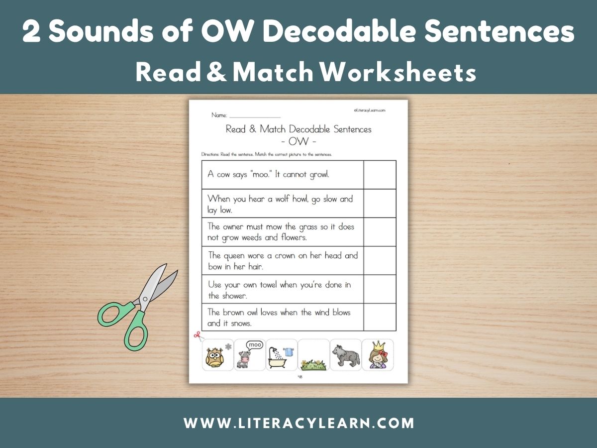 Decodable Sentences Read & Match: 2 Sounds of OW - Literacy Learn Unlimited