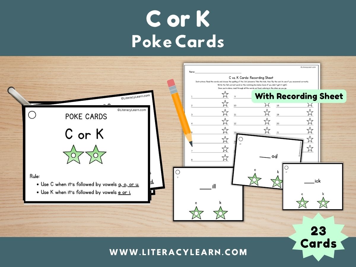 Poke Task Cards: C vs. K - Literacy Learn Unlimited