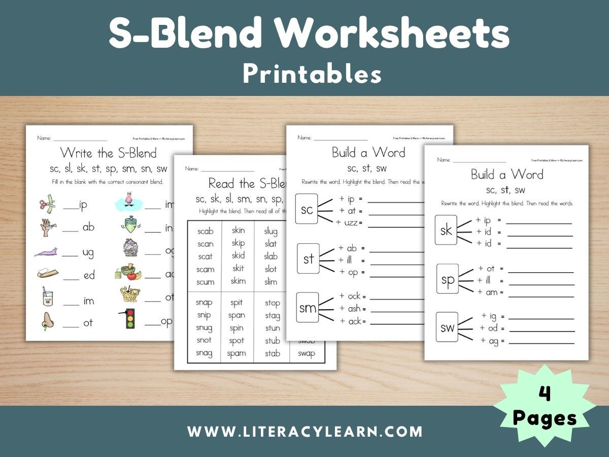 S-Blends Worksheets - Literacy Learn Unlimited