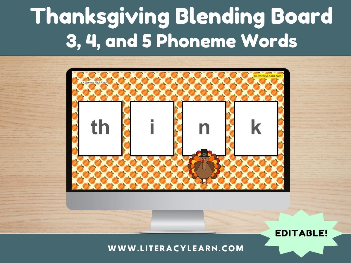 Thanksgiving Interactive Blending Board (Editable) - Literacy Learn ...
