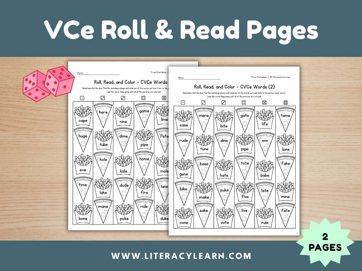VCe (Silent e) Roll & Read Practice Worksheets - Literacy Learn Unlimited