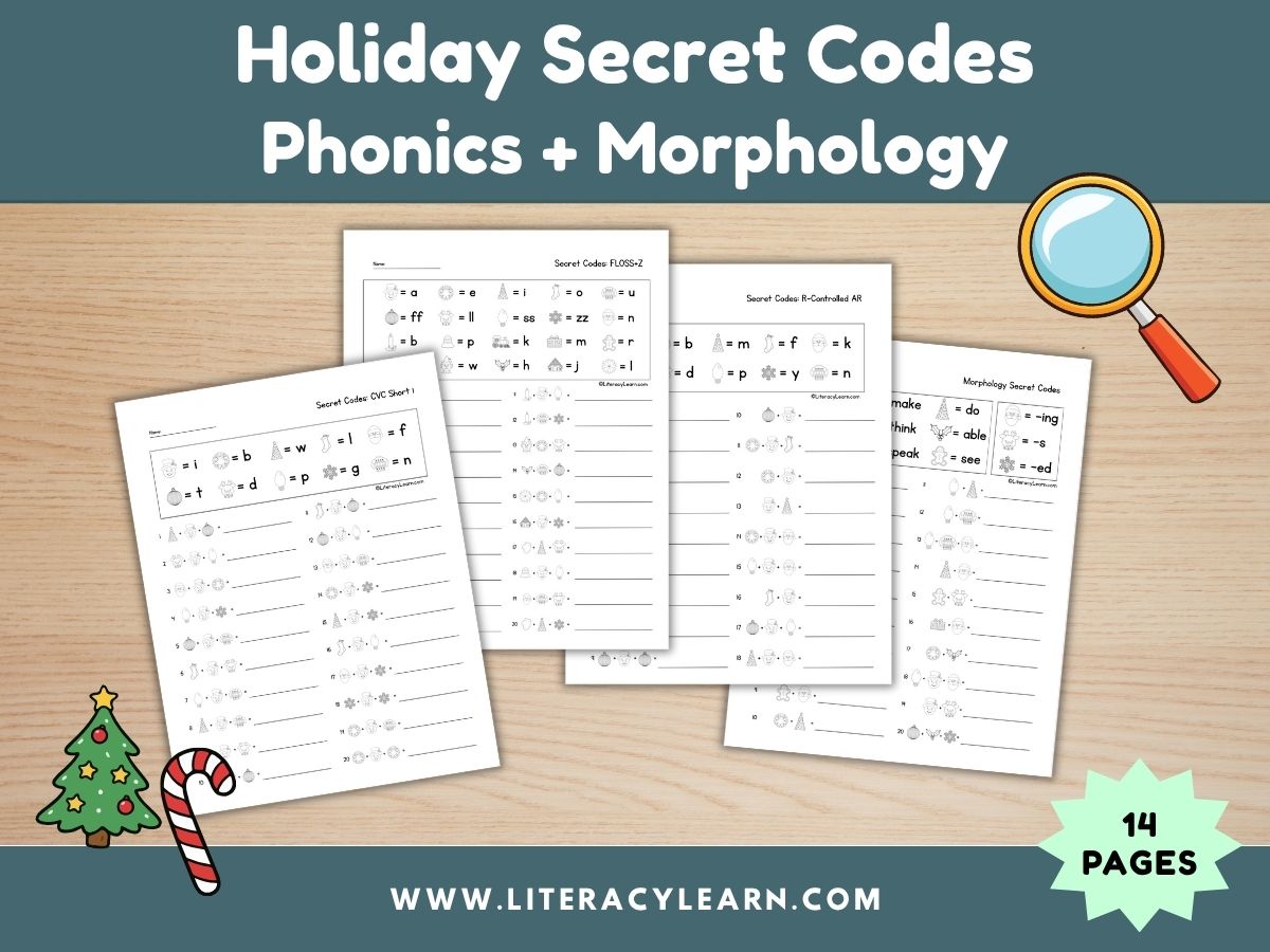 Holiday Secret Code Worksheets (Phonics & Morphology) - Literacy Learn ...