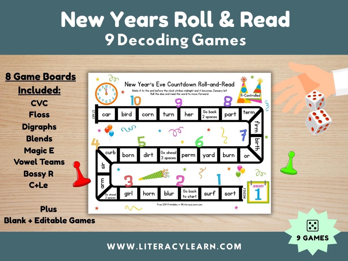 Roll & Read Games: New Years - Literacy Learn Unlimited