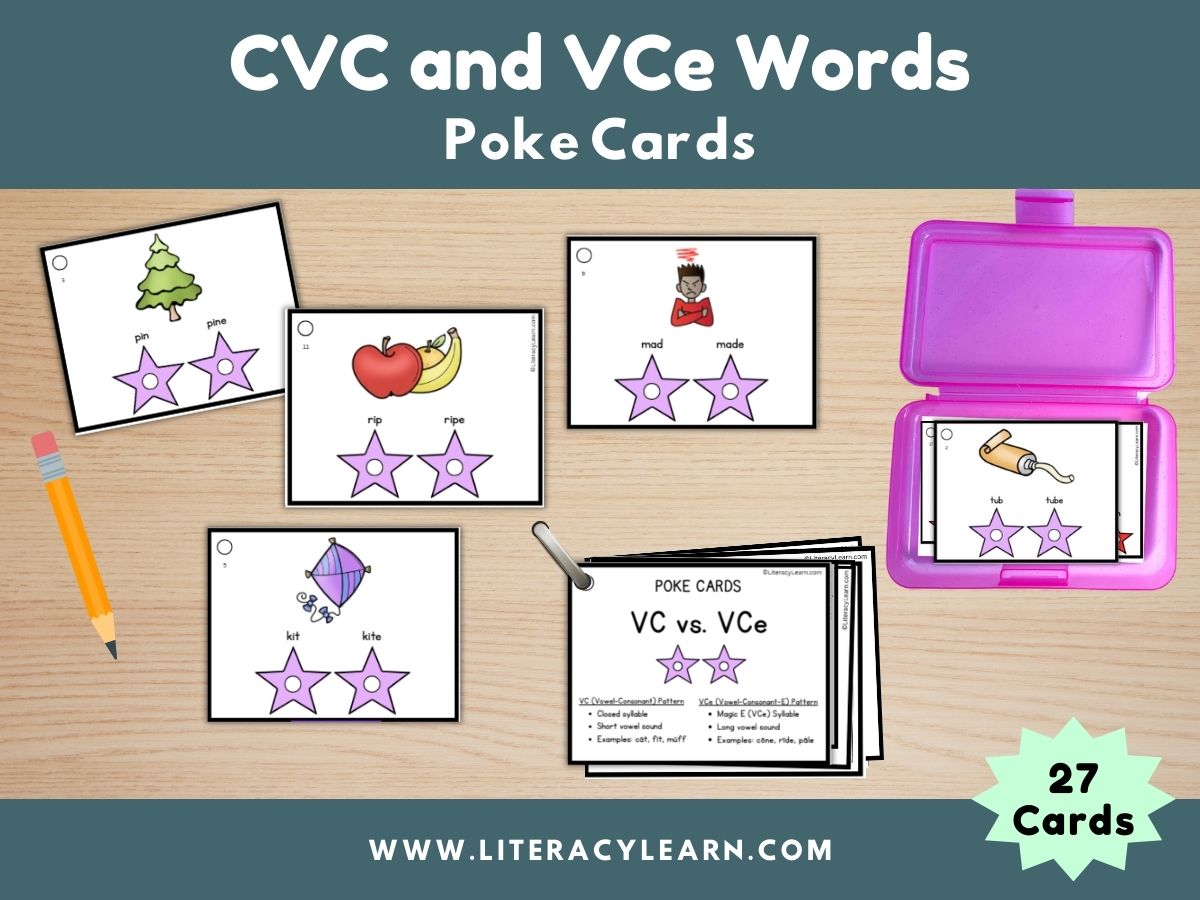 Poke Task Cards: VC vs. VCe Words - Literacy Learn Unlimited