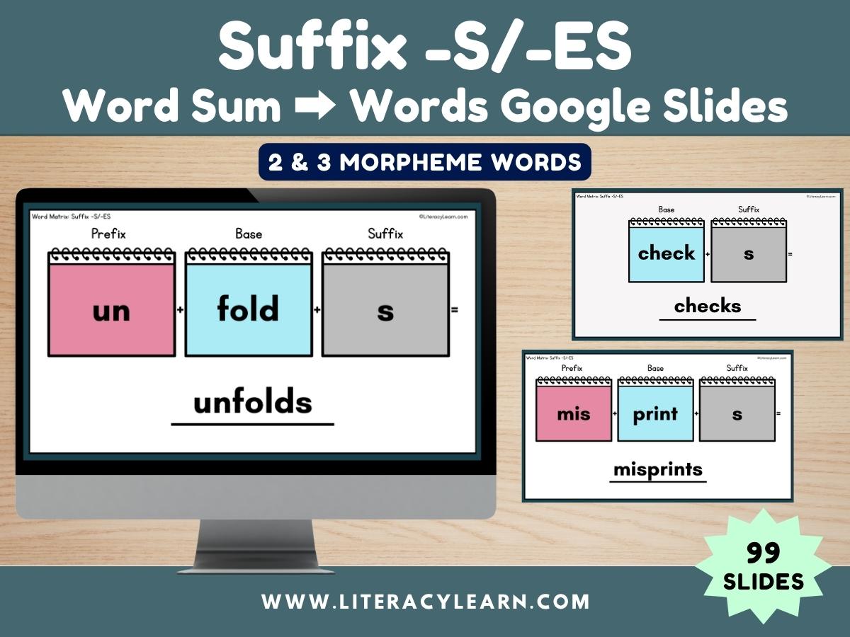 Suffix -S/-ES Google Slides: Word Sums to Words - Literacy Learn Unlimited
