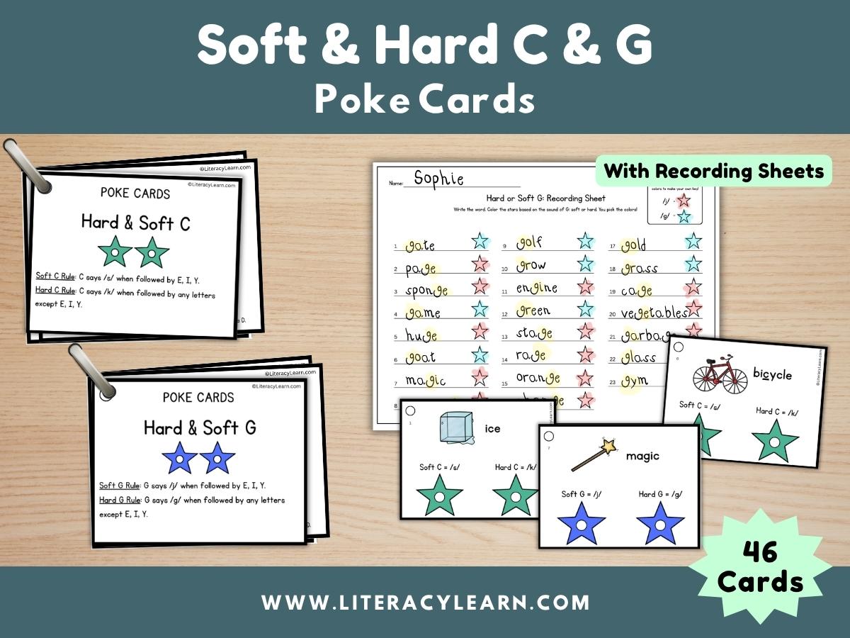 Poke Task Cards: Hard and Soft C and G - Literacy Learn Unlimited