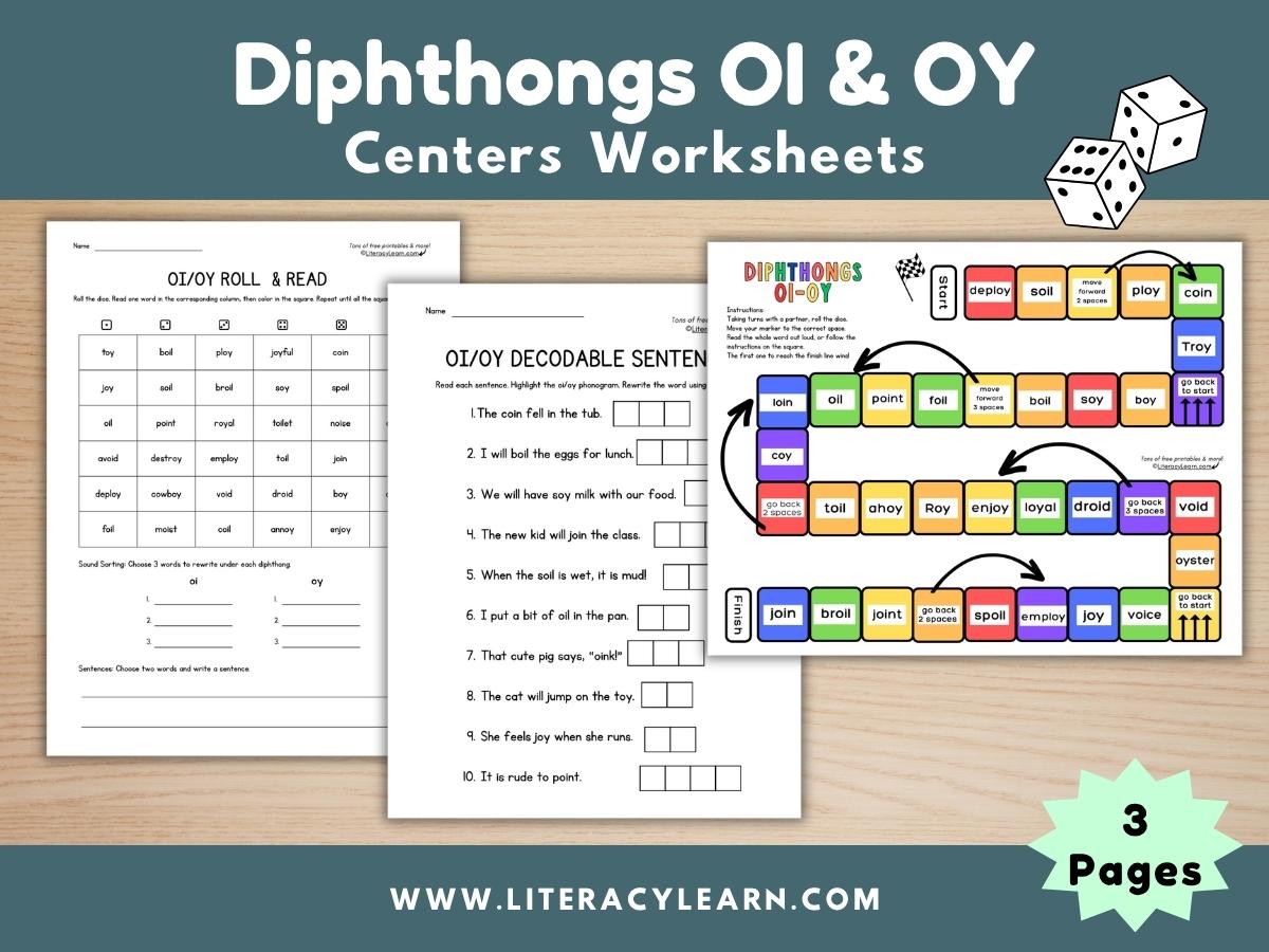 Diphthong OI/OY Worksheets for Centers - Literacy Learn Unlimited